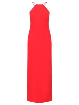 Ralph Lauren Halterneck Stretch Maxi Dress In Recycled Polyester Blend - Red