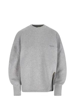 Attico Oversized Crewneck Sweatshirt With Side Slit - Grey