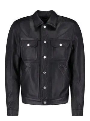 DSQUARED2 DSQUARED2 Leather Shirt Jacket With Snap Buttons