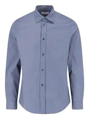 JIL SANDER 100% Cotton Button-down Shirt - Blue