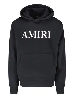 Amiri Cotton Hoodie With Logo Detail - Black