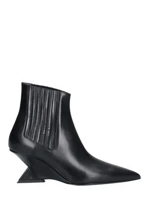 Attico Sleek Ankle Boots With Sculptural Heel - Black