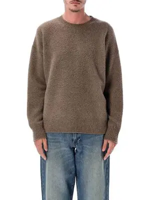 ROBERTO COLLINA Textured Wool Crewneck Sweater - Marrone