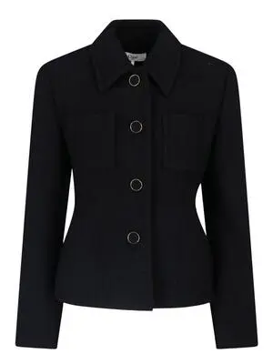 Chloé Virgin Wool Stretch Jacket With Notched Lapel - Black