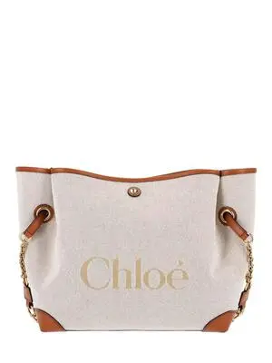 Chloé CHLOÉ Cotton Handbag With Lined Interior Pockets Cream
