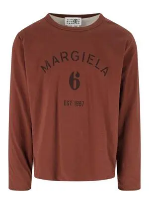 MAISON MARGIELA Graphic Long Sleeve T-shirt - Brown