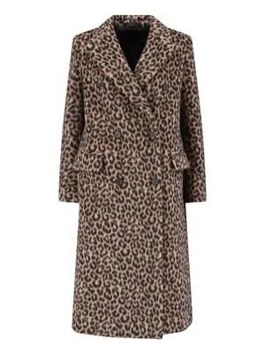 Tagliatore Double Breasted Leopard Print Wool-mohair Jacket - Brown