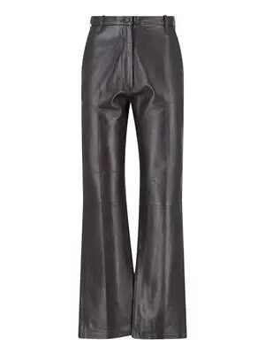 NOVELLE Lambskin Leather Trousers - Brown