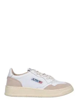 AUTRY Leather & Suede Lace-up Sneakers - White