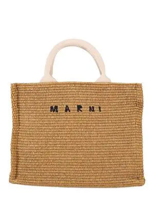 Marni Woven Tote Bag With Logo - Brown
