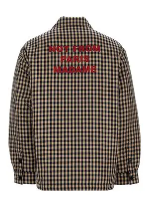 Drole De Monsieur Graphic Gingham Button-up Shirt - Beige