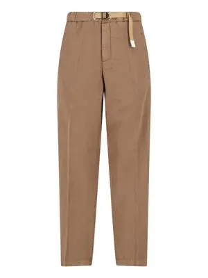 WHITE SAND Linen-blend Trousers With Textured Drape - Brown