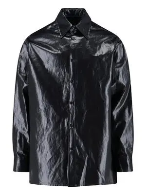 MAISON MARGIELA Linen Shirt With Polyurethane Coating - Black