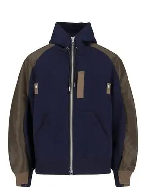 Sacai Paneled Zip-up Cotton Blend Jacket - Multicolour