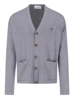 VIVIENNE WESTWOOD Cotton Cashmere V-neck Cardigan - Grey