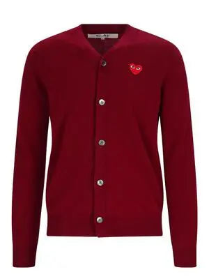 Play Comme Des Garcon Cardigan With Heart Logo - Red