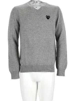 PLAY COMME DES GARCON COMME DES GARCONS PLAY 100% Wool Cardigan With Heart Appliqué