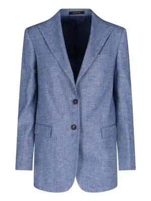 Tagliatore Linen-blend Stretch Jacket - Blue