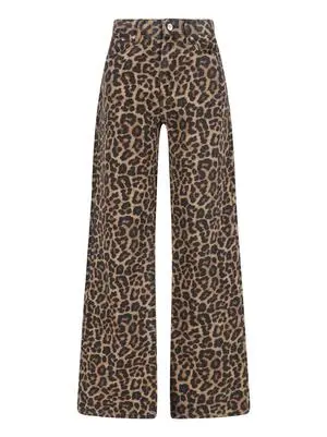 ANINE BING Animal Print 100% Cotton Jeans - Multicolour