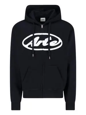 ARTE Full-zip Cotton Hoodie With Logo - Black