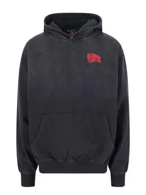 BILLIONAIRE Washed Cotton Hooded Sweatshirt - Black