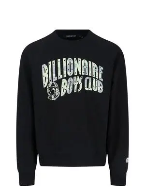 BILLIONAIRE 100% Cotton Crewneck Sweater With Graphic Print - Black