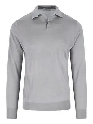 BALLANTYNE Silk-cashmere Blend Polo Sweater - Grey