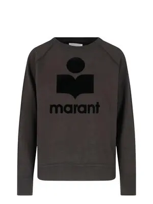 MARANT ETOILE Cotton-blend Sweatshirt With Flocked Logo - Black