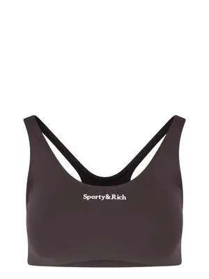 SPORTY & RICH Sporty Ribbed Stretch Bralette Top - Brown