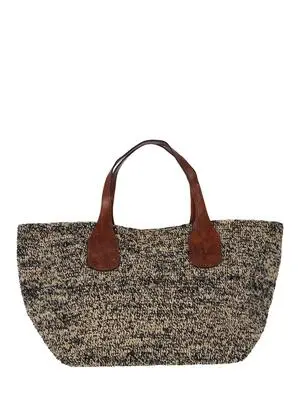 IBELIV IBELIV Handwoven Tote Bag With Leather Handles Multicolor
