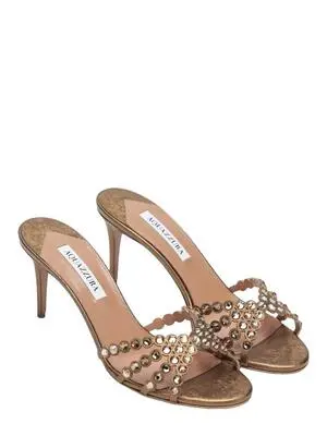 AQUAZZURA Elegant Embellished Stiletto Sandals - Brass