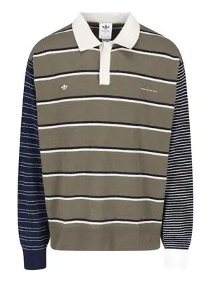 Adidas Striped Rugby Shirt - Grey