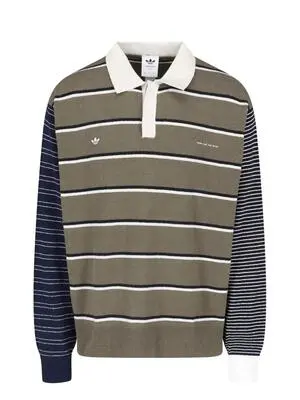Adidas Striped Rugby Shirt - Grey