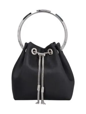 JIMMY CHOO Ring Handle Bucket Bag - Black