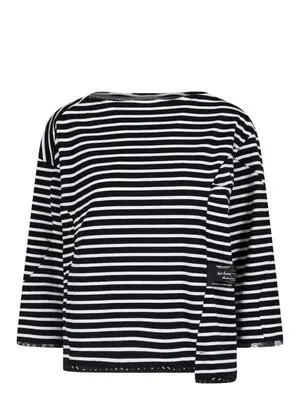 Undercover Striped Jersey T-shirt With Border Trim - Black