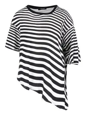 UNDERCOVER UNDERCOVER Striped Asymmetrical Hem T-Shirt