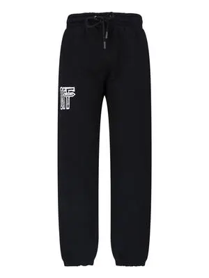 Off-White 100% Cotton Logo Trousers - Black