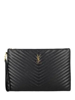 Saint Laurent Quilted Document Clutch - Nero