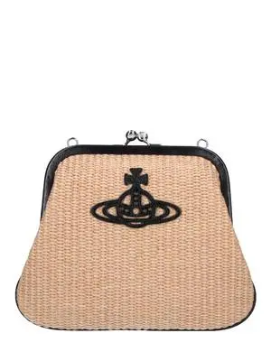 VIVIENNE WESTWOOD Orb Emblem Straw Clutch - Beige