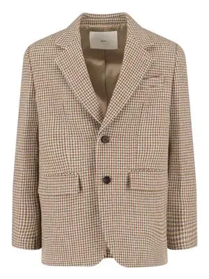 DUNST Natural Wool & Nylon Check Jacket - Beige