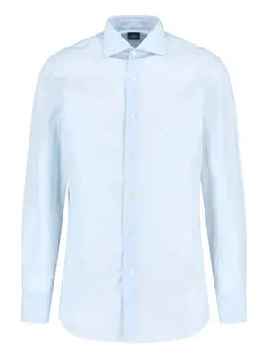 FINAMORE 1925 Tailored 100% Cotton Button-down Shirt - Blue