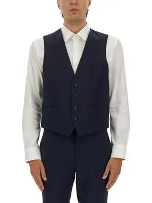 Hugo Slim Fit Wool Blend Vest - Blue