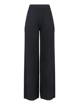 UMA WANG 100% Cashmere Wide Leg Trousers - Black
