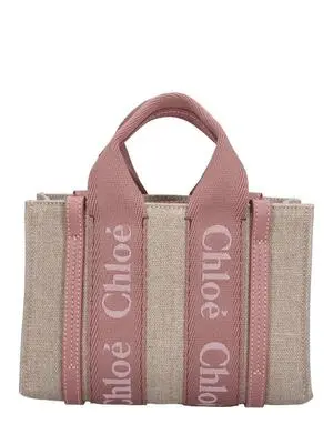 Chloé Linen & Calf Leather Shoulder Bag - Beige