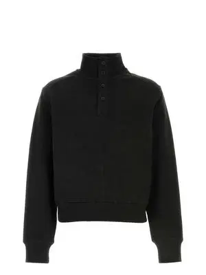 ENTIRE STUDIOS Half Zip Stand Collar Sweatshirt - Black