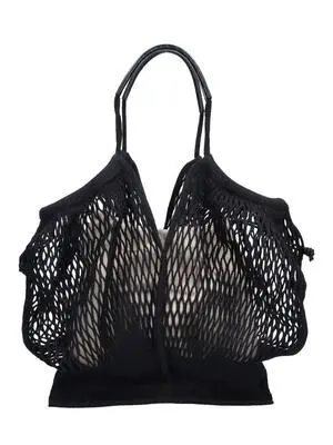 Hereu Neri E Grigi Cotton Mini Shoulder Bag With Lamb Leather Lining - Black