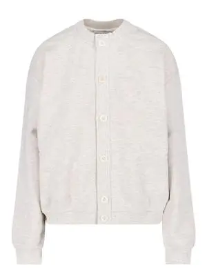 LOW CLASSIC Crew Neck Button-front Cardigan - Grey