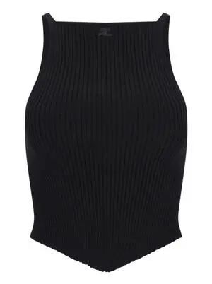 COURREGES Ribbed Viscose-blend Top - Black