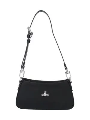 VIVIENNE WESTWOOD Polyester Shoulder Bag With Silver Tone Logo - Black
