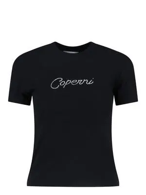 Coperni Organic Cotton Embellished Logo T-shirt - Black